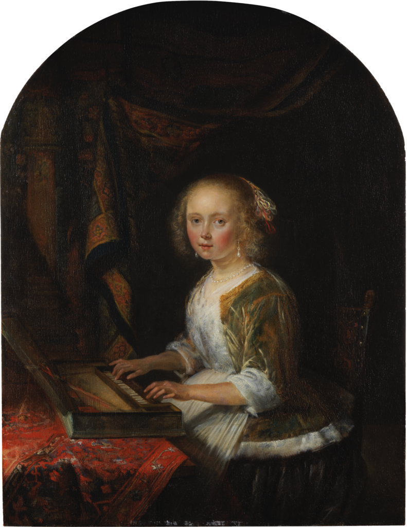 A Young Woman Playing a Clavichord - The Leiden Collection